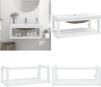 vidaXL Vidaxl - Badezimmer-Waschtischgestell mit Waschbecken Weiß Eisen - Badezimmer Waschen - Waschtischgestell - Wandmontage - Waschbecken - Weißes