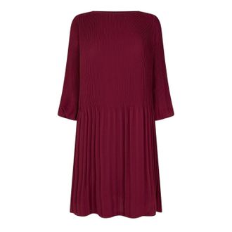 HUGO BOSS Kleid mit ausgestelltem Rock f&uuml;r Damen, Mit Falten (Dunkelrot)