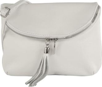 modamoda.de T07L/T139L Petit sac à bandoulière en cuir pour femme 2 modèles Fabriqué à la main en Italie, Blanc., s