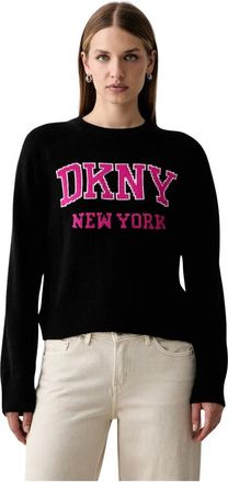 DKNY Dkny - Pull &agrave; logo et manches &eacute;vas&eacute;es raglan - Femme - Pulls - Noir - Taille: 40 FR