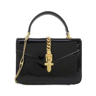 Gucci Sac bandouli&egrave;re Sylvie 1969 en cuir verni Pre-owned - Femme - Pre-owned - Noir - Taille: ONE Size