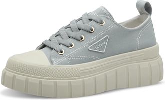 s.Oliver Damen Plateau Sneaker aus Stoff Bequem, Blau (Light Blue), 37 EU