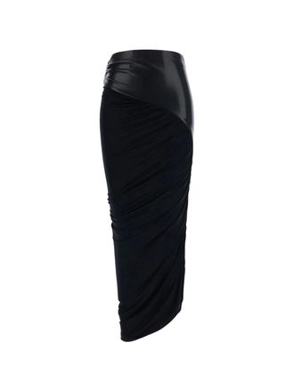 Andamane Ursula Skirt - Vegan Leather Detailed Draped Midi