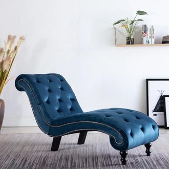 vidaXL Chaise longue Bleu Velours Vidaxl