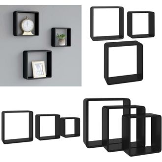 vidaXL Würfelregale 3 Stk. Schwarz mdf - Wandregal - Schreibtischorganisation - Wohnraumdekoration - Stauraum - Schwarz - Home & Living