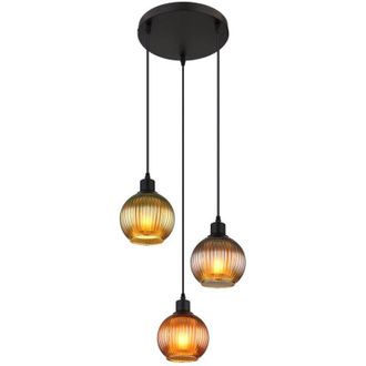 Globo Lighting Suspension lampe suspendue plafonnier lampe de salle &agrave; manger 3 ampoules boules de verre