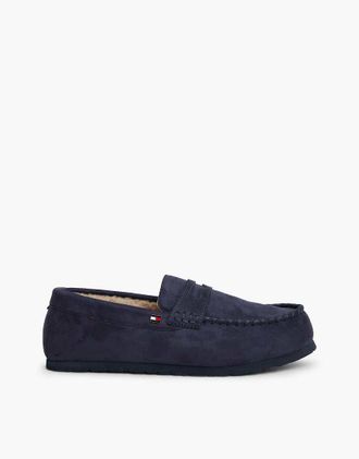 Tommy Hilfiger Slipper mit Flaggen-Stickerei in Dunkelblau