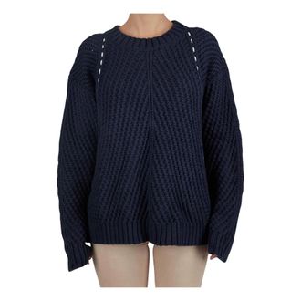 Kiton Pullover aus Baumwolle und Seide mit Rundhalsausschnitt - - Knitwear - Damen - Blau - XL
