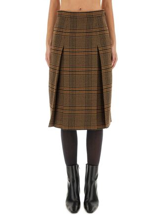 Saint Laurent Wool Midi Skirt - Beige