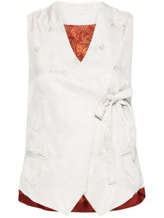 Ibrigu veston en jacquard &agrave; fermeture nou&eacute;e - Blanc
