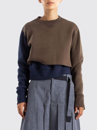 sacai Sweat &agrave; col rond en jersey avec design asym&eacute;trique bicolore et drap&eacute;