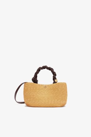 Ganni Kleine Bou-Tasche in Stroh-Optik Italian Straw