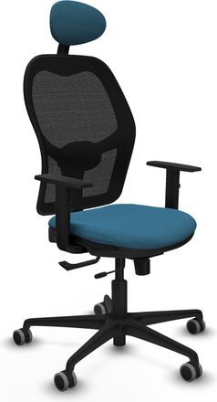 Piqueras y Crespo Stuhl mit verstellbarer Lendenwirbelst&uuml;tze mit 1D-Armlehnen und festem Kopfteil, ausgestattet mit Syncro/Traslack und eingespritztem Schaum. Mit Rolle