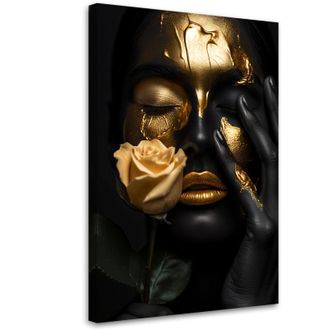 Feeby Tableau sur toile Tableau sur toile Visage en or dune femme Glamour 70x100