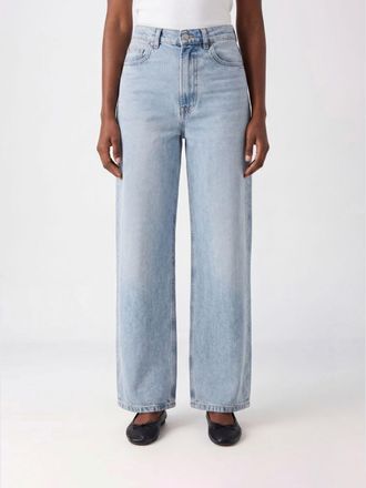 Fiorucci Jean large taille haute en denim de coton bleu clair