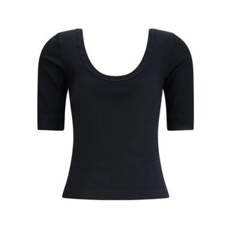 Brunello Cucinelli Femme, Tops, Noir, Taille: 44 FR Ribbed Jersey T-Shirt