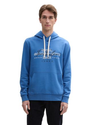 Tom Tailor Herren Hoodie Sweatshirt mit Logo-Print, 10914 - Midsummer Blue, XXL