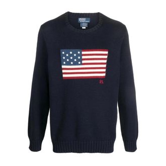 Polo Ralph Lauren Homme, Pulls, Bleu, Taille: S Flag Intarsia Pullover