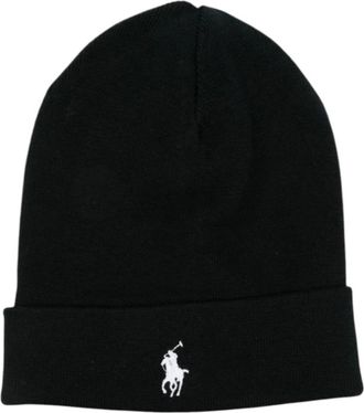 Polo Ralph Lauren Bonnet &agrave; revers avec logo brod&eacute; - unisex - Accessoires - Noir - Taille: ONE Size