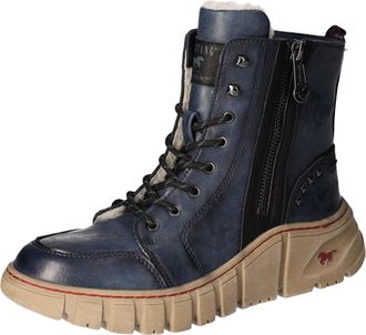 Mustang Jeans Damen Stiefelette sportlicher Plateau Boot warm Reißverschluss 1499-602, Größe:41 EU, Farbe:Blau
