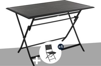 Hesperide Table de jardin rectangulaire Azua 4 places Graphite + 4 chaises pliantes Modula - Hespride
