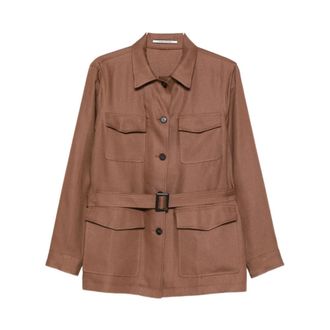 Tagliatore J-Lauren G&uuml;rteljacke aus Leinen - - Jackets - Damen - Braun - 2XS