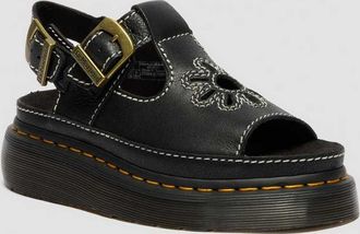 Dr. Martens Dunnet Flower Full Grain Leder Sandalen in Schwarz, Gr&ouml;&szlig;e: 36