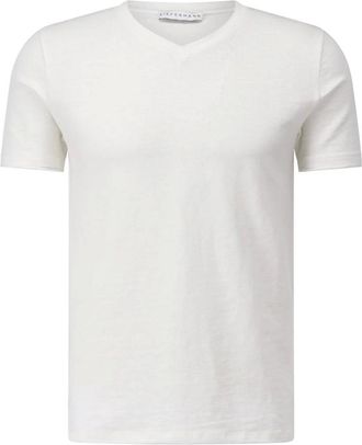 Kiefermann Kiefermann, Homme, Tops, Blanc, Taille: XL T-shirt Classique en M&eacute;lange de Lin avec Col en V