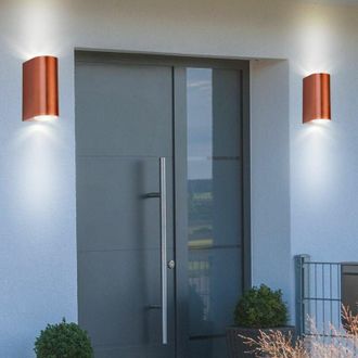 ETC Shop 2er Set Au&szlig;en Beleuchtung Garagen Wand Up Down Strahler Alu Lampen im Set inklusive led Leuchtmittel