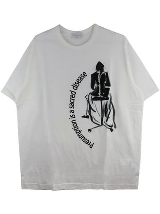 Yohji Yamamoto t-shirt à logo imprimé - Blanc