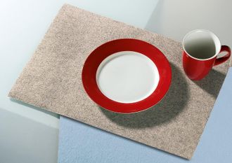 Gilde Tischset Platzset rechteckig 45 x 30 cm Filz Untersetzer 4er Set, Farbe:Creme Melange melliert