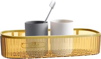 Generico Dreieckiges Regal für Badezimmer, Eckwandregal, rechteckig, selbstklebend, ohne Bohren, mit hohler Basis, für Badezimmer