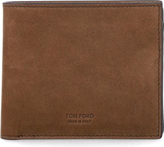 Tom Ford Homme, Accessoires, Brun, Taille: ONE Size Portefeuille Bifold Classique Nubuck T Line