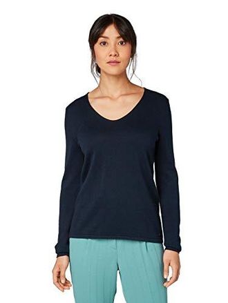 Tom Tailor 1012976 Pull Basique en Tricot Femme,10668 - Sky Captain Blue,XL