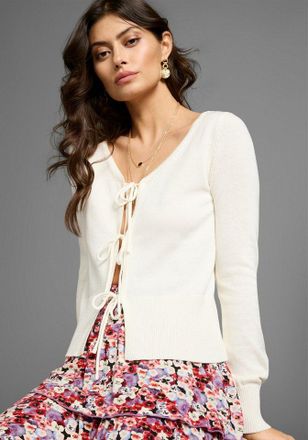 Laura Scott Strickjacke mit modischen B&auml;ndern zu schlie&szlig;en