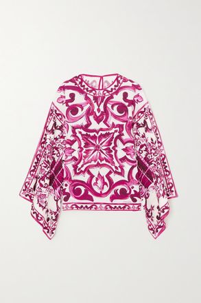 Dolce & Gabbana Maiolica Bluse Aus Einer Bedruckten Seidenmischung - Pink