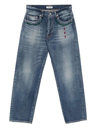 Undercover jean &agrave; ornements en perles - Bleu