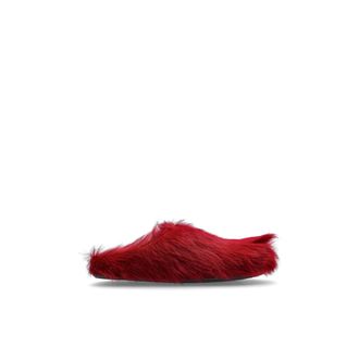 Marni Langhaariges Kalbsleder Fussbett Sabot - - Shoes - Damen - Rot - 37 EU