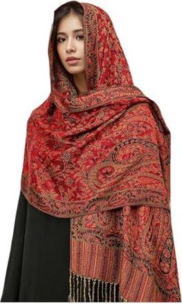 Generic Châle dhiver 2025 avec motif cachemire élégant à franges pour femme, rose, Taille unique