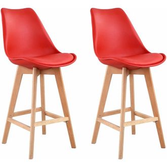 Happy Garden Happy Garden - Lot de 2 tabourets scandinaves sven rouge avec coussin