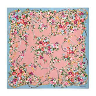 Dolce & Gabbana Femme, Accessoires, Multicolore, Taille: ONE Size Foulard en twill de soie avec imprim&eacute; floral bouquet