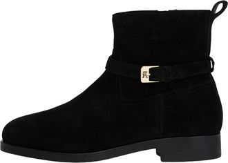 Tommy Hilfiger Damen Stiefeletten Buckle Riding Suede aus Wildleder, Schwarz (Black), 40