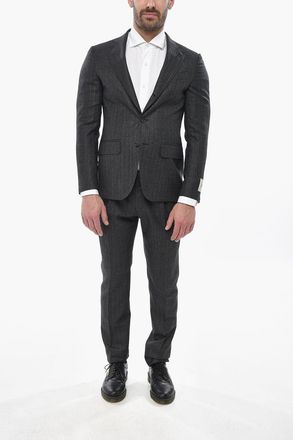 Corneliani CC COLLECTION Anzug aus Schurwolle im Fischgr&auml;tmuster Corneliani