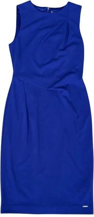 Calvin Klein Femme, Robes, Bleu, Taille: 38 FR Robe Midi Sans Manches Drap&eacute;e