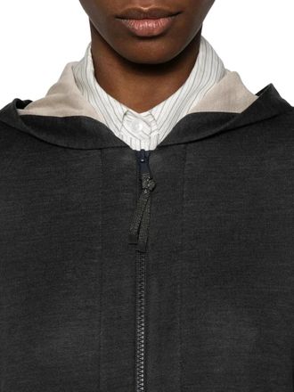 Brunello Cucinelli Silk-Blend Hoodie - Gray