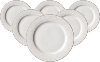 Ritzenhoff & Breker Isabella Dessertteller 20.5 cm, Kuchenteller mit Floral-Dekor im praktischen 6er Set, Porzellan, Sp&uuml;lmaschinengeeignet, Beige