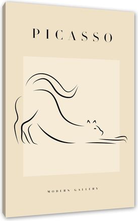 Pixxprint Picasso Art Collection - Katze als, Größe: 60x40cm, Leinwandbild, fertig gespannt, Wandbild, Dekoration, Kunstdruck, kein Poster