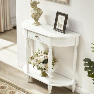 Generic Konsolentisch aus Holz - Schmaler Flurtisch mit Ablage - Rustikaler Brauner Sideboard f&uuml;r Kleine R&auml;ume,Eignet f&uuml;r Eingangsbereich,Wohnzimmer & Schlafz