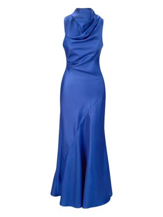 Staud robe longue Frida en soie - Bleu