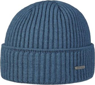 Stetson Bonnet Parkman Femme/Homme - Made in Italy Bonnets &agrave; Revers en Reps de Ski avec Hiver Automne-Hiver - Taille Unique p&eacute;trole